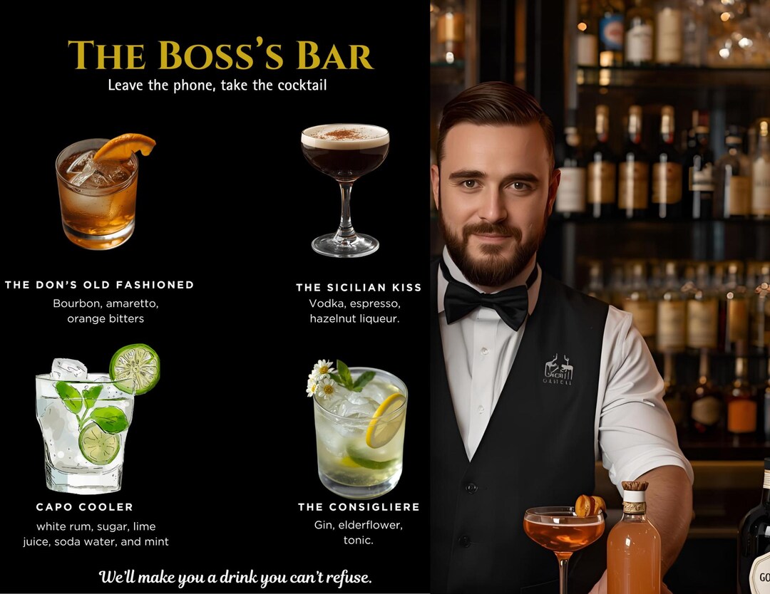 Mafia-themed Cocktail Menu: Speakeasy Bar Sign (canva Editable ...