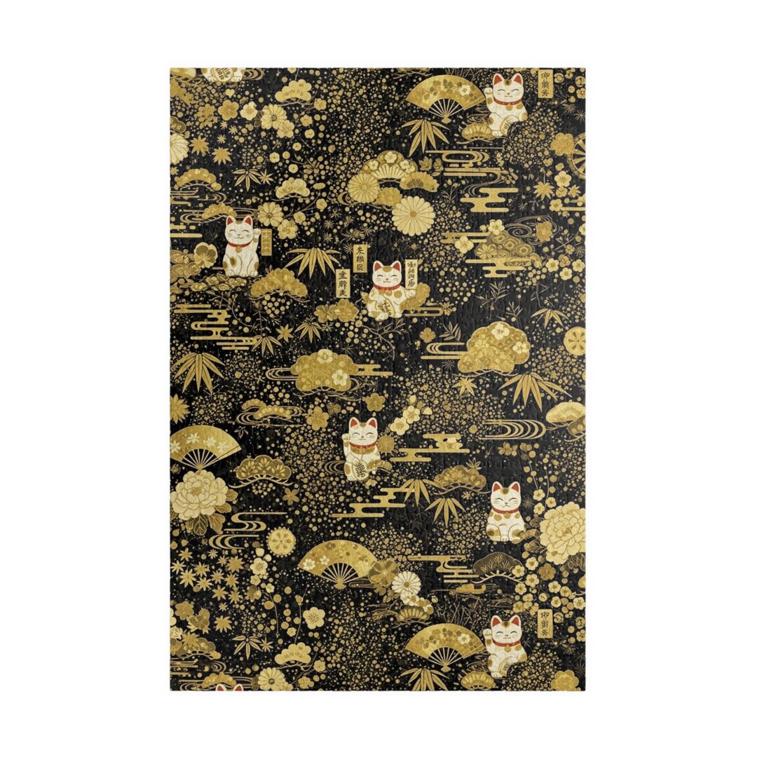 Golden Maneki Neko Japanese Pattern Puzzle - Etsy