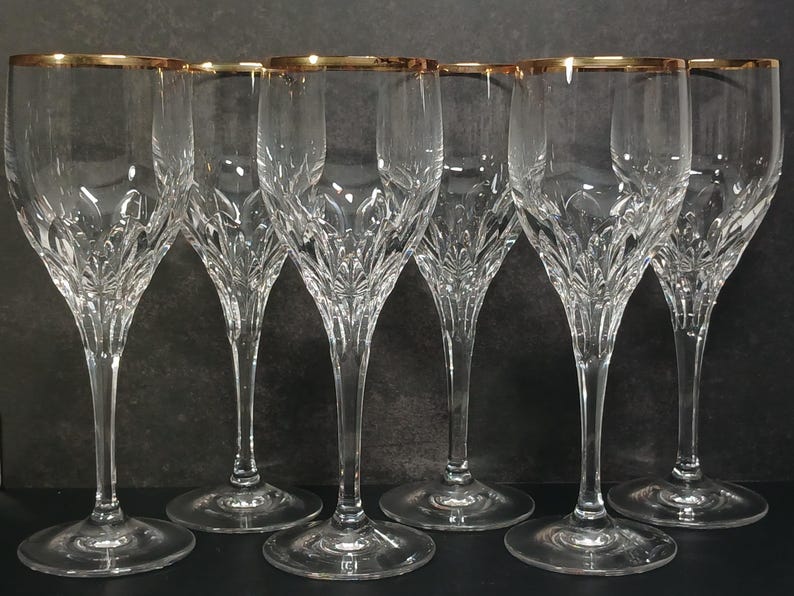 Gorham Lady Anne Gold Rim Crystal Wine Glasses Set of 6 - Etsy