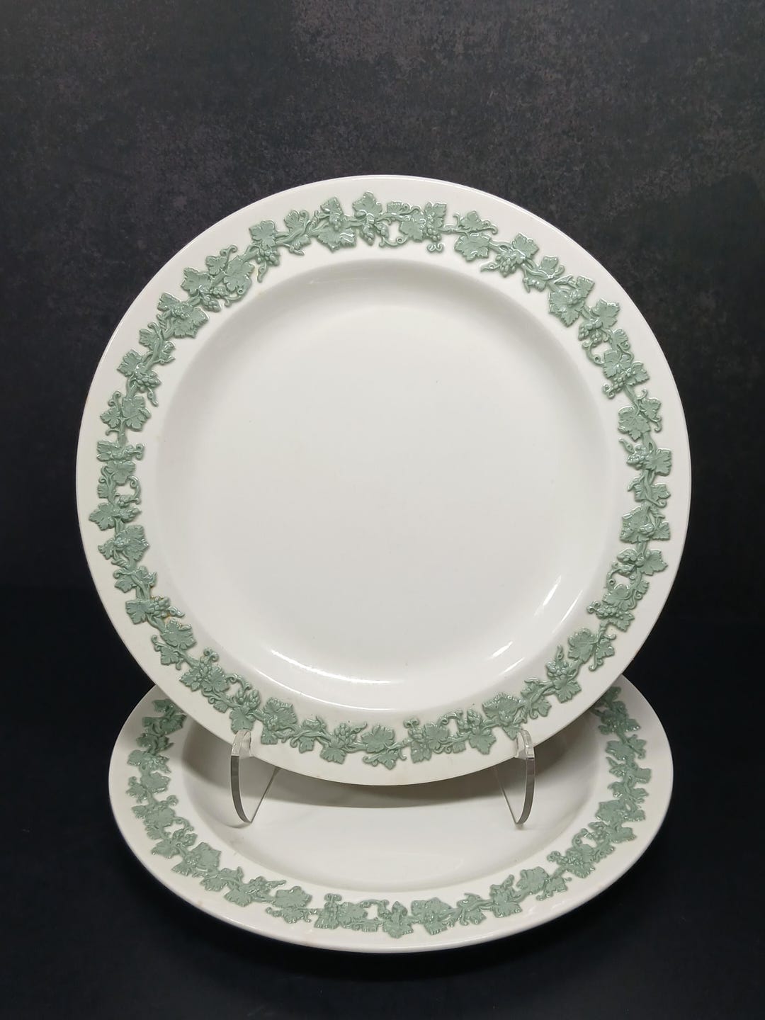 Wedgwood Queensware Sage Green Plates Set of 2 ~8.125" Mixed Condition ...