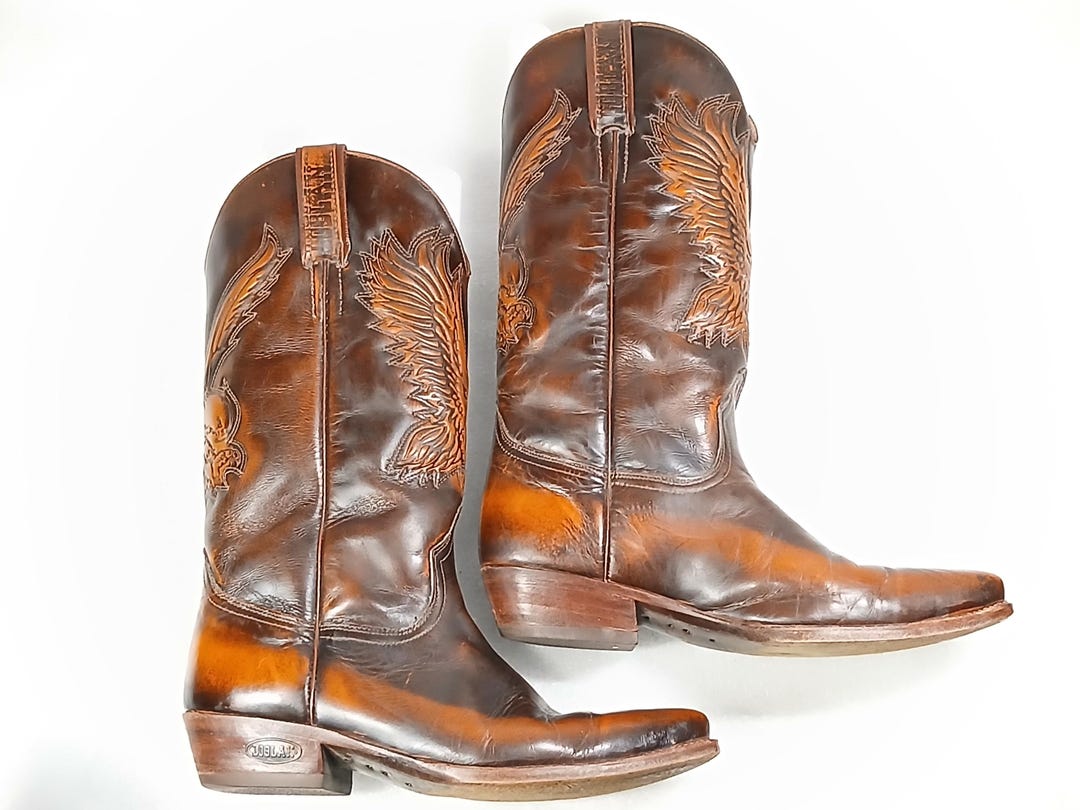 Vintage Loblan Cowboy Boots Womens 8.5 Brown Leather Venezuela 13.75 ...