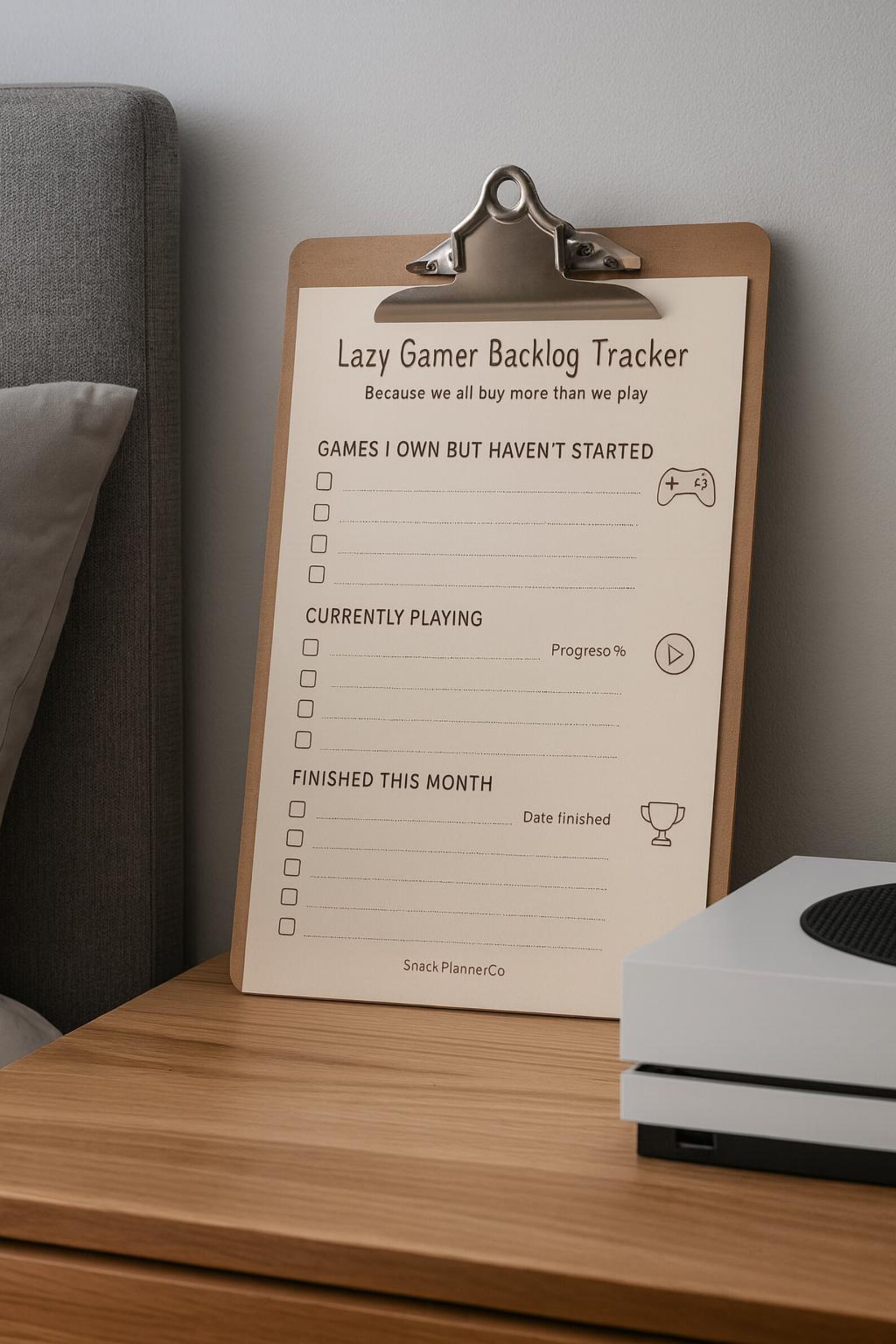 Lazy Gamer Backlog Tracker Printable | Video Game Log | Gaming Planner ...