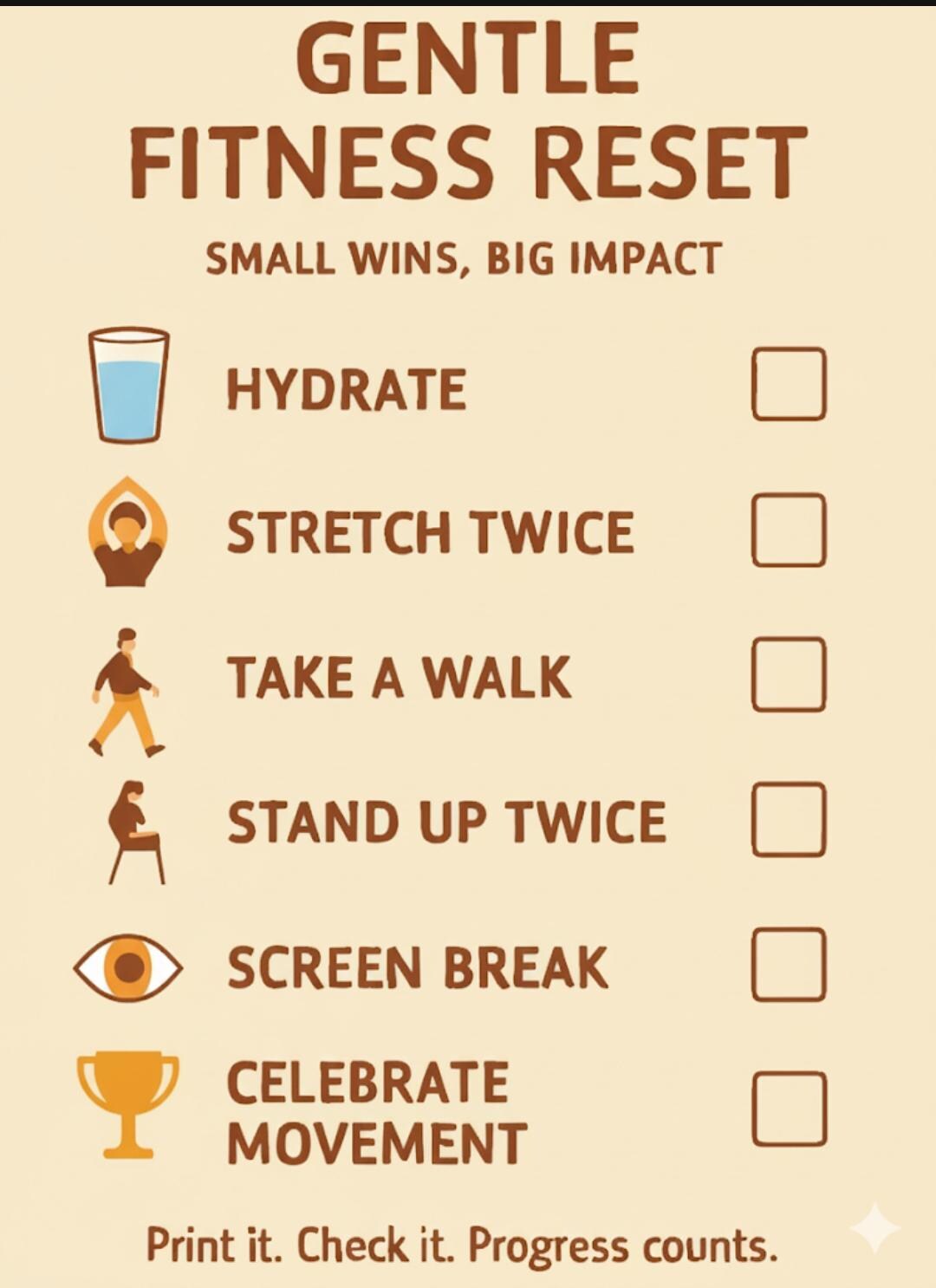 Gentle Fitness Reset Daily Movement Tracker Printable, Wellness ...