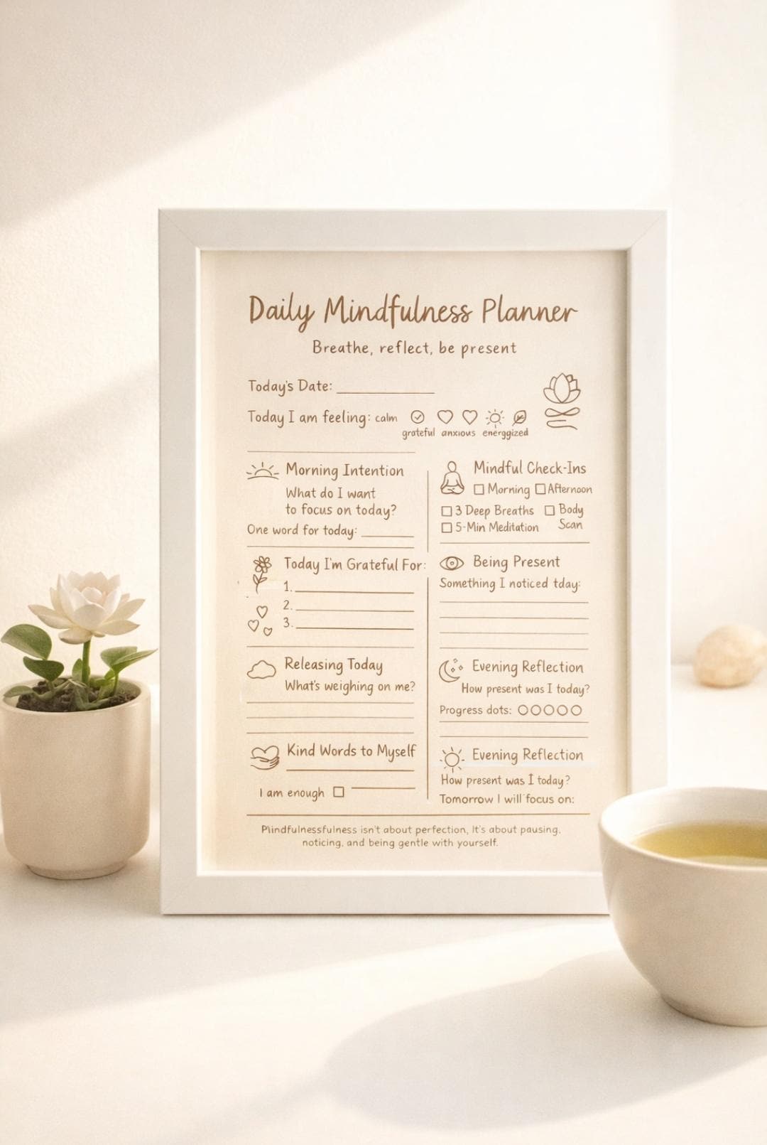 Daily Mindfulness Planner Printable PDF | Self Care Tracker | Mental ...