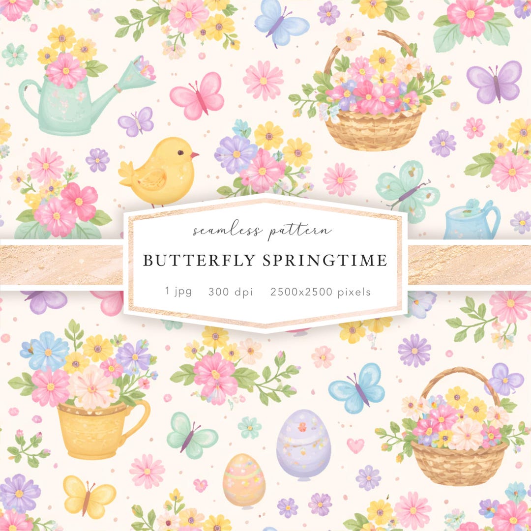 Pastel Spring Seamless Pattern PNG, Cute Floral Easter Digital Paper ...