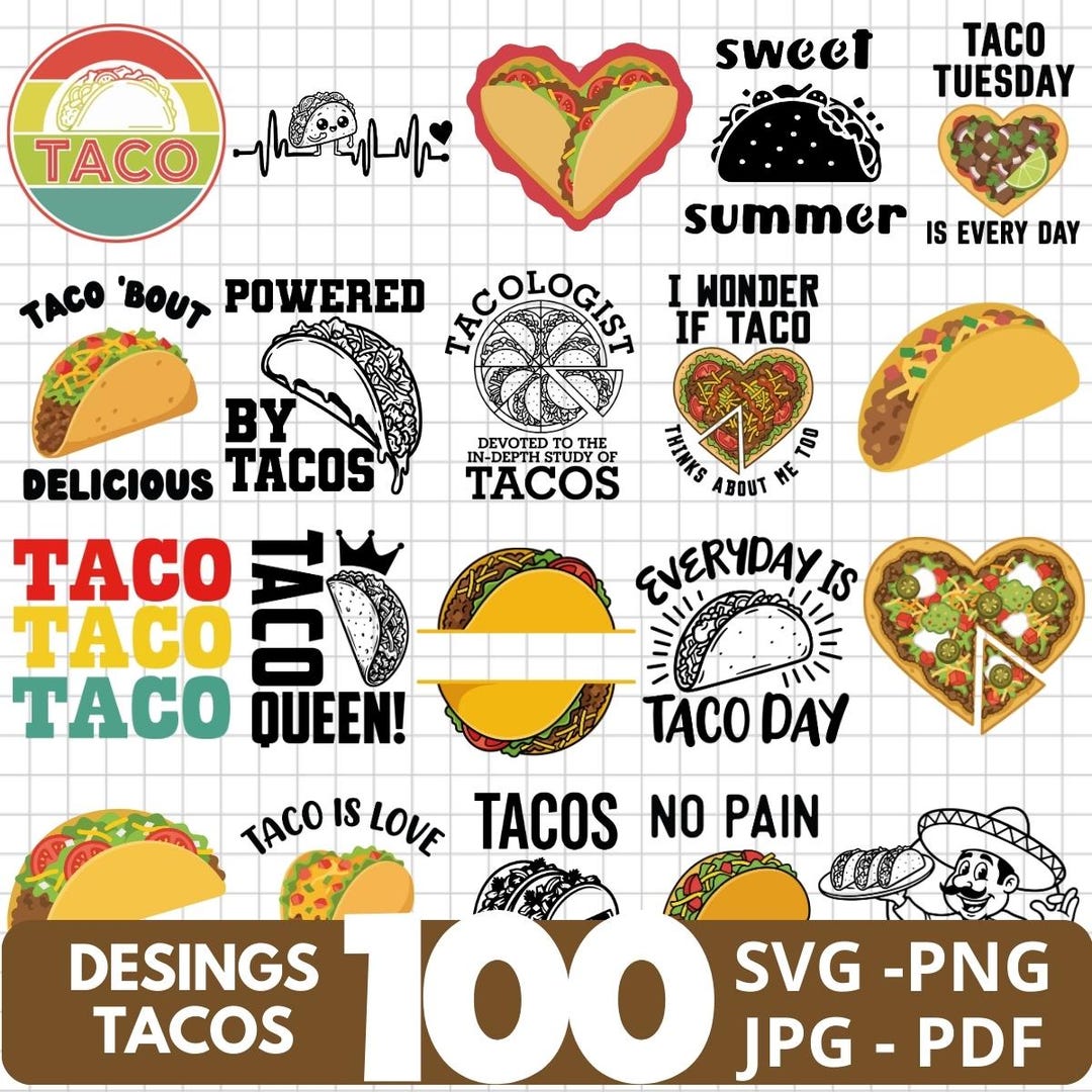 100 Taco SVG Bundle Funny Mexican Food Puns Cinco De Mayo Cricut ...