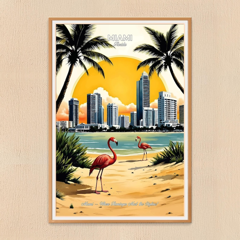 Miami Florida Travel Poster Set: Vintage Coastal City Prints, Beach ...
