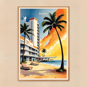 Miami Florida Travel Poster Set: Vintage Coastal City Prints, Beach ...