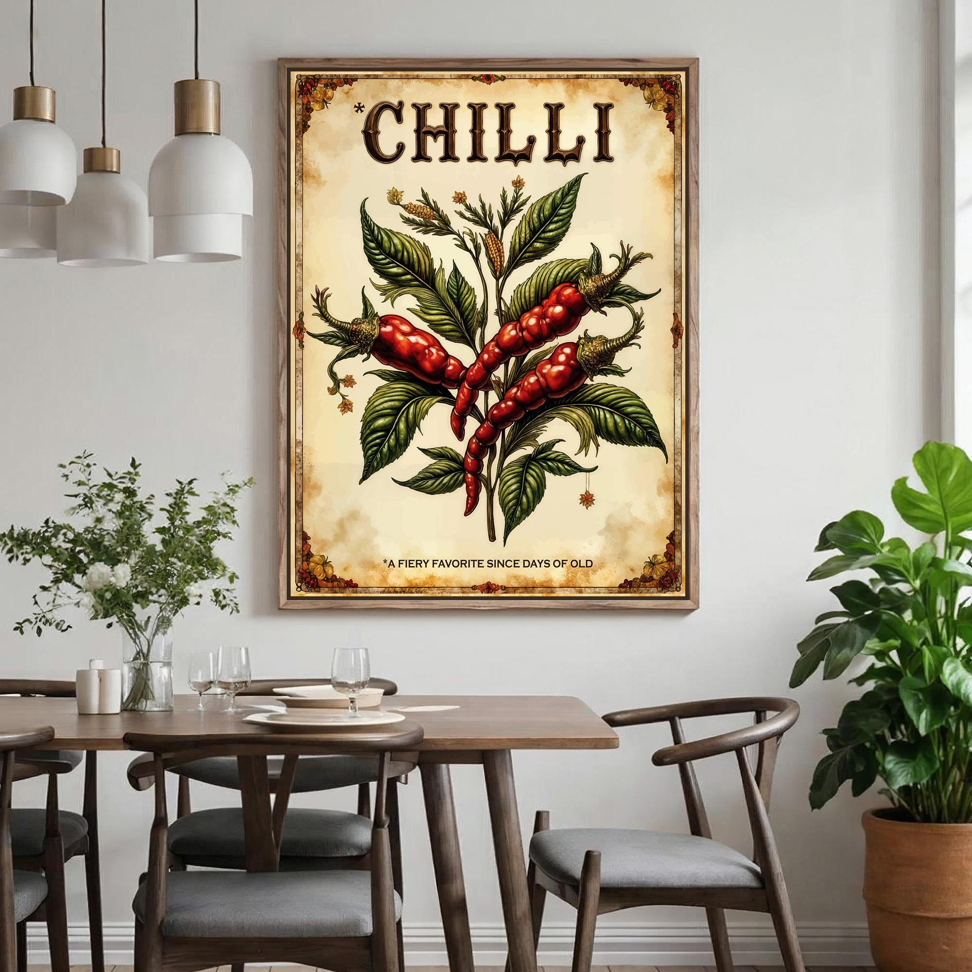 Vintage Chili Peppers Wall Art: Retro Kitchen Botanical Printable ...