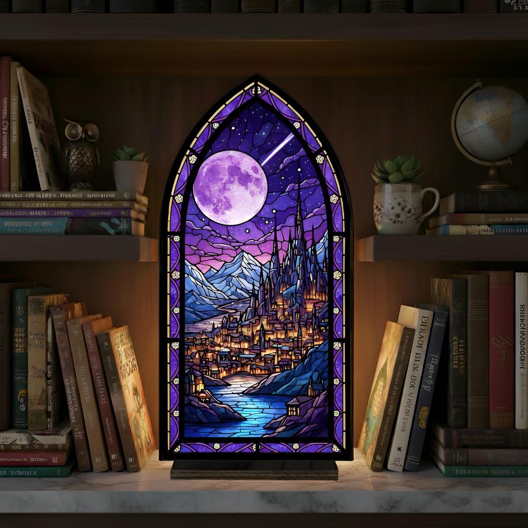 Velaris Book Nook, ACOTAR Night Court Moon Window Lamp, Fantasy Arch ...