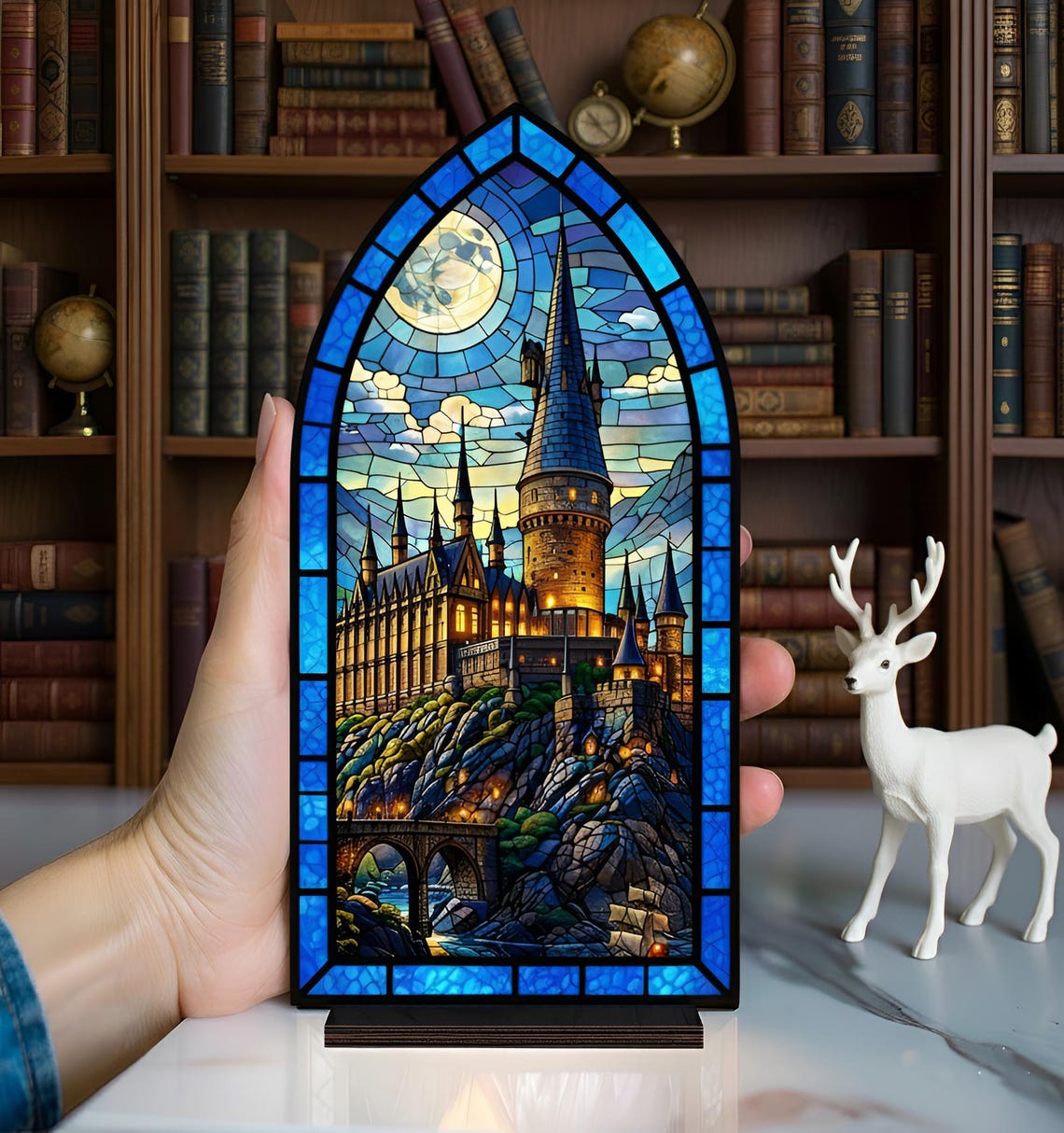 Wizard Castle Book Nook, Fantasy Stained Glass Book Insert, Magic ...