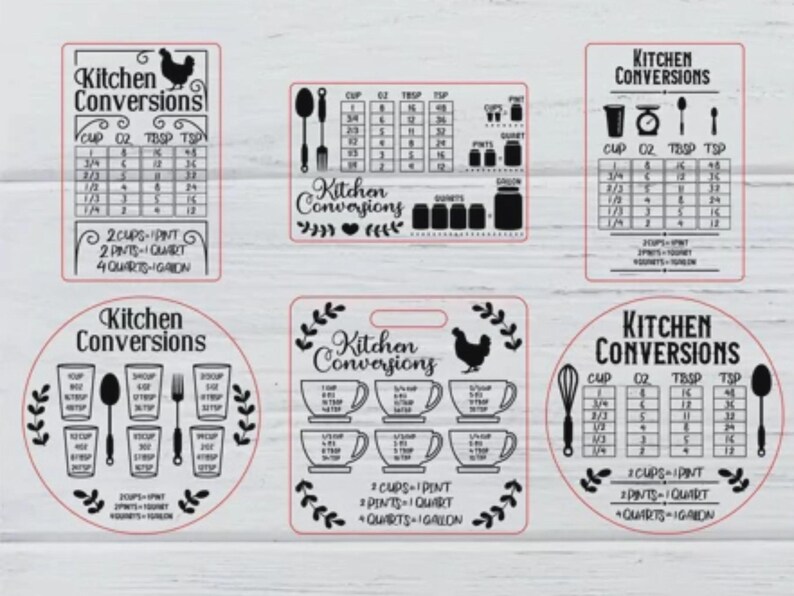 Kitchen Conversion Chart SVG Bundle: Cooking Measurements Digital ...