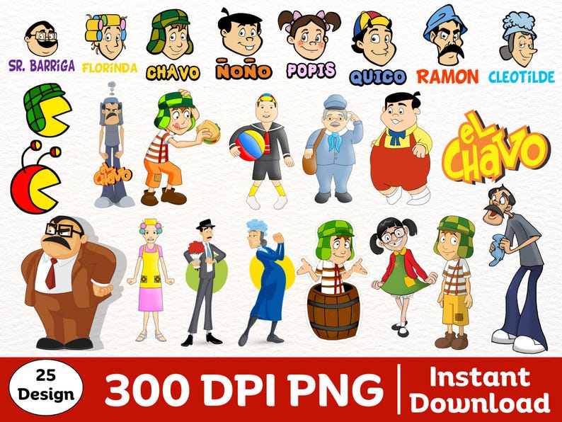 El Chavo Cartoon Clipart PNG | Mexican TV Character Art, Digital ...