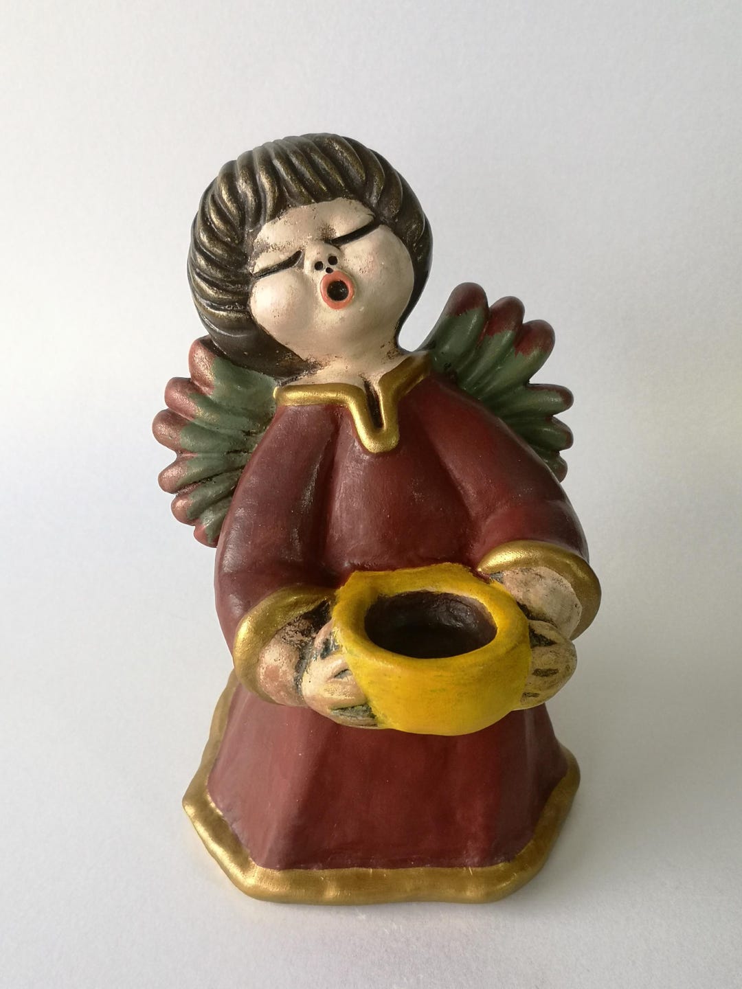 Large Vintage THUN BOZNER Engel Angel Candle Holder | Hand Painted ...