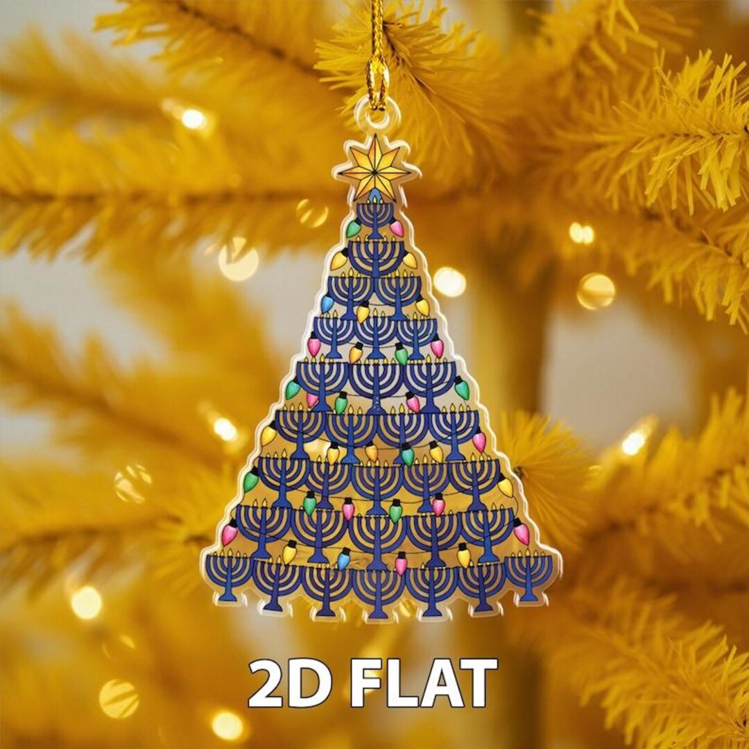 Colorful Hanukkah Menorah Christmas Tree Ornament - Etsy