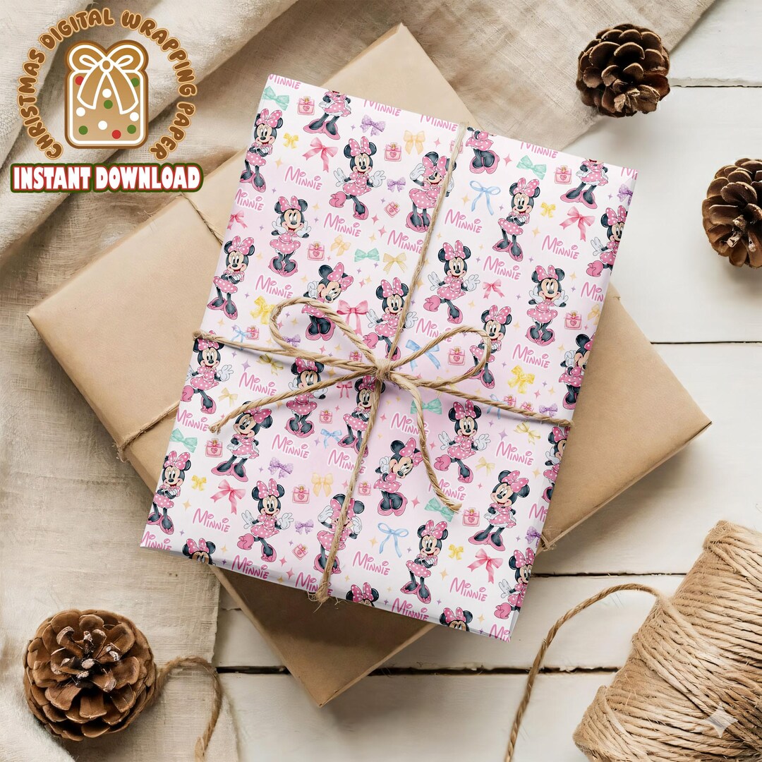 Minnie Mouse Christmas Digital Wrapping Papers, Disneyland Christmas ...