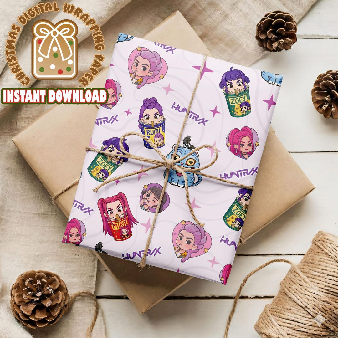 Huntrix Digital Christmas Wrapping Papper, Zoey Mira Digital Christmas ...