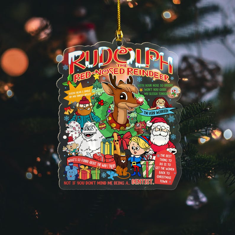 Rudolph the Red Nosed Reindeer Ornament, Frosty Snowman Santa Acrylic ...
