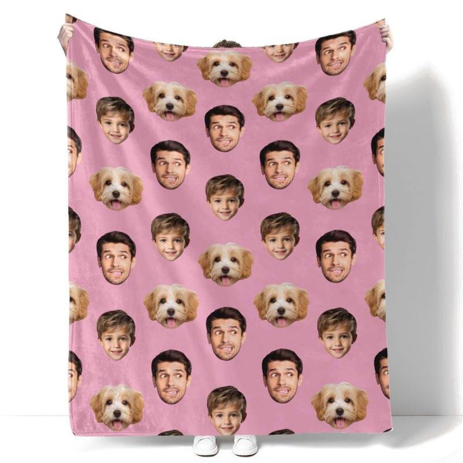 Custom Photo Face Blanket, Personalized Faces All Over Blanket, Funny ...