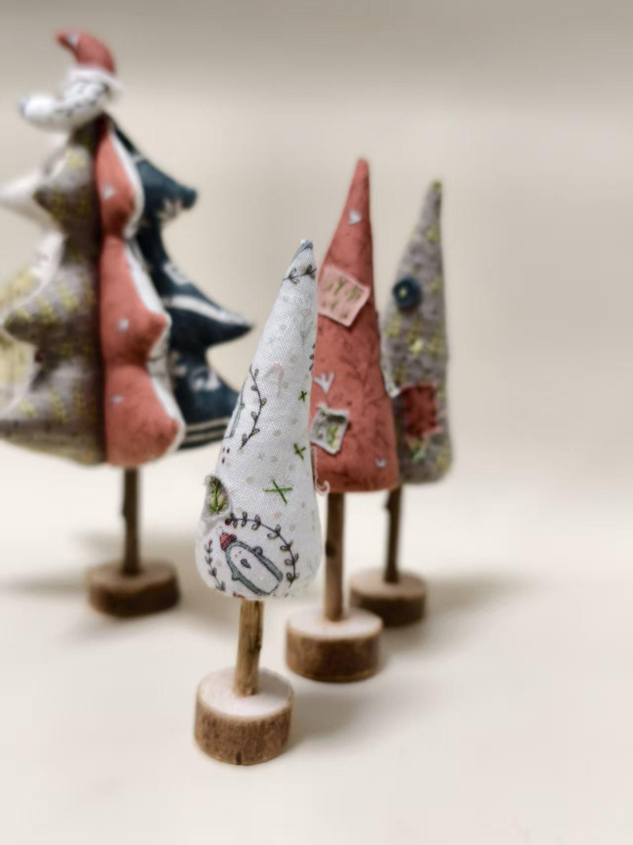 Festive Miniature Christmas Tree Handmade Cotton Jute Decor Holiday ...