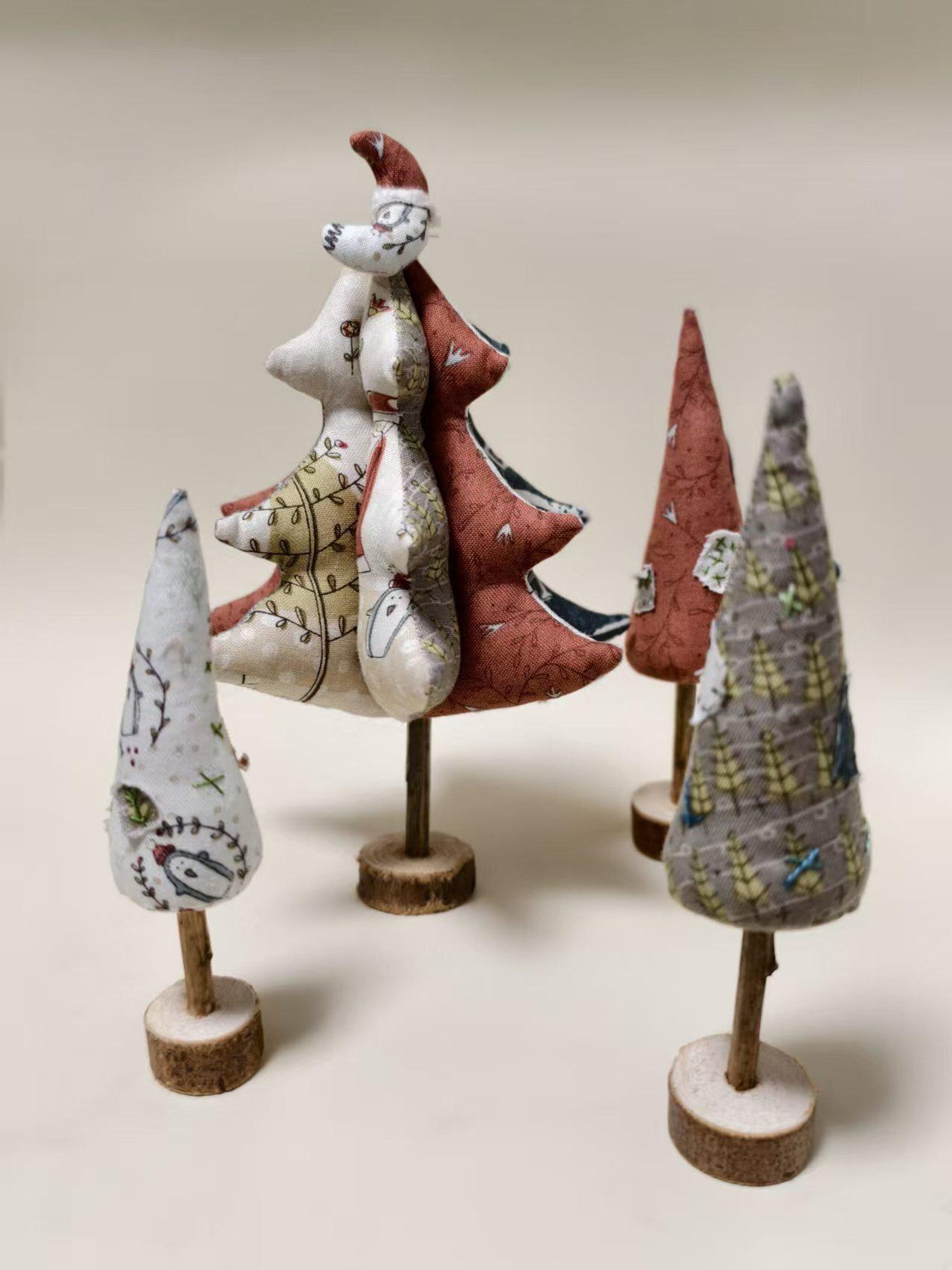 Festive Miniature Christmas Tree Handmade Cotton Jute Decor Holiday ...