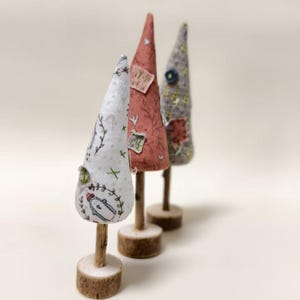 Festive Miniature Christmas Tree Handmade Cotton Jute Decor Holiday ...