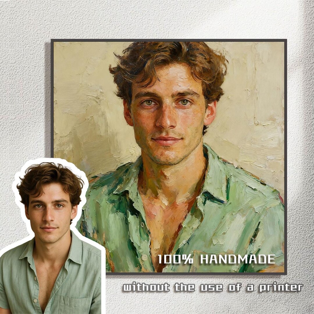 Custom Man Portrait Oil Painting on Canvas, Portrait From Photo, Hand ...