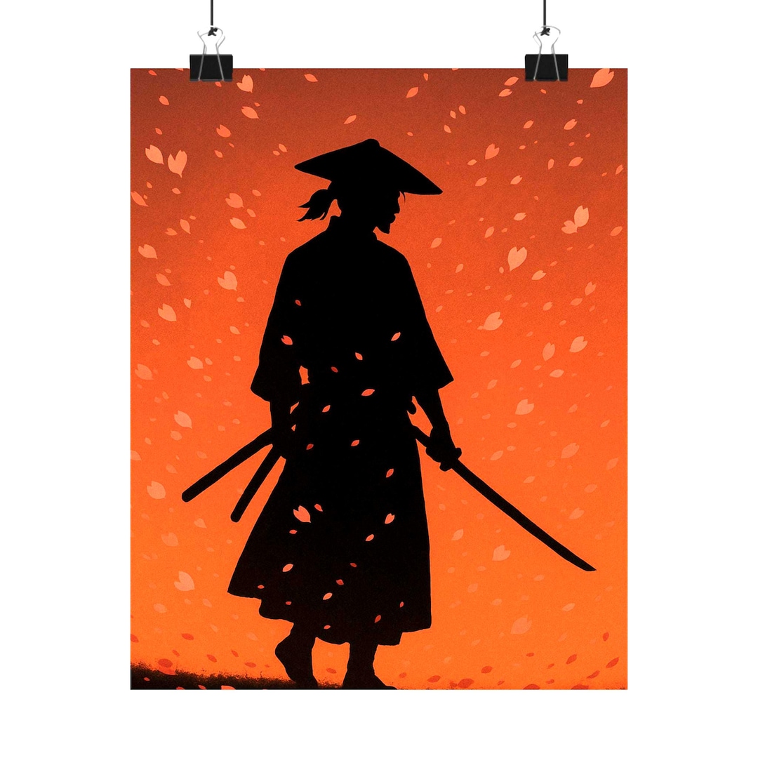Red Moon Samurai Silhouette Art Print | Japanese Zen Poster - Etsy