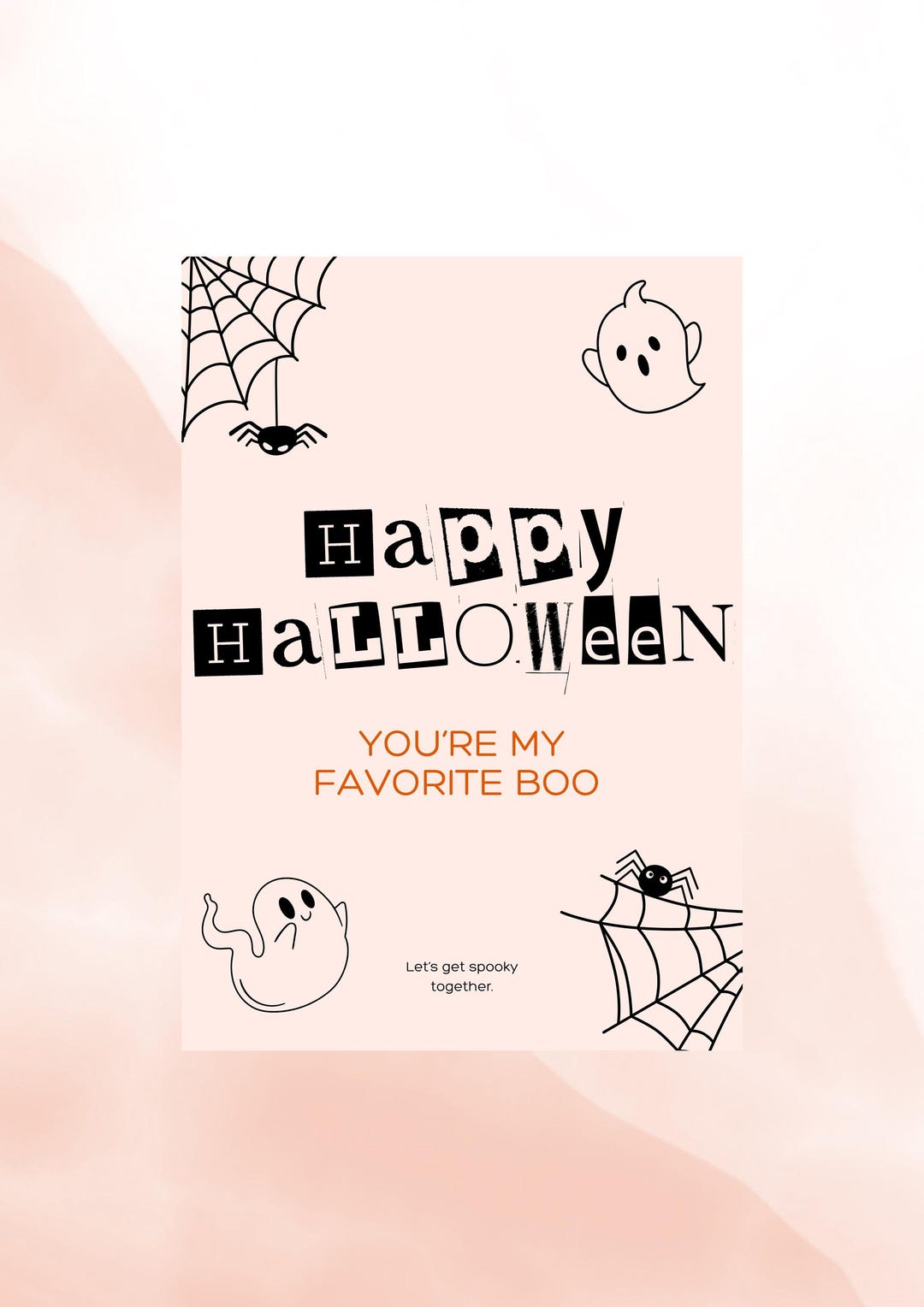 Cute Halloween Wishing Card, You're My Favourite Boo Printable, Digital ...