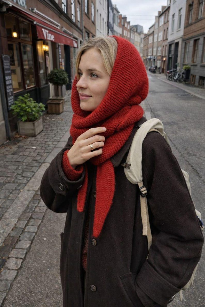 Sophie Knitted Hooded Scarf Pattern PDF | English German French Japanese Spanish | Instant ...
