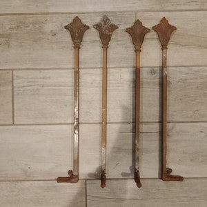 Victorian Antique Metal Swing Arm Curtain Rods Set of 4 Fleur De Lis ...