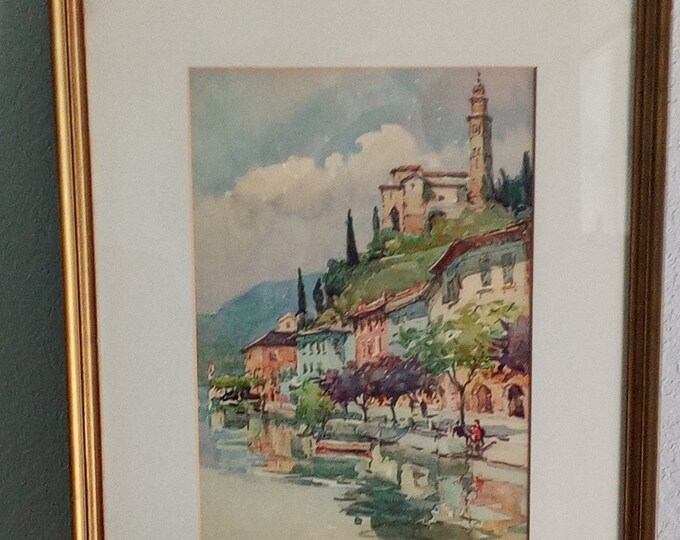 A.marc Nicolas Markovitch Watercolor Print Morcote "lake Lugano ...