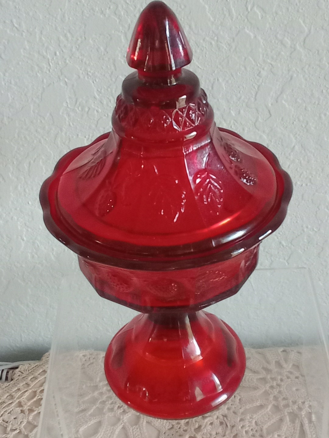 Vintage Indiana Glass Ruby Red Covered Candy Dish Covered Compote - Etsy