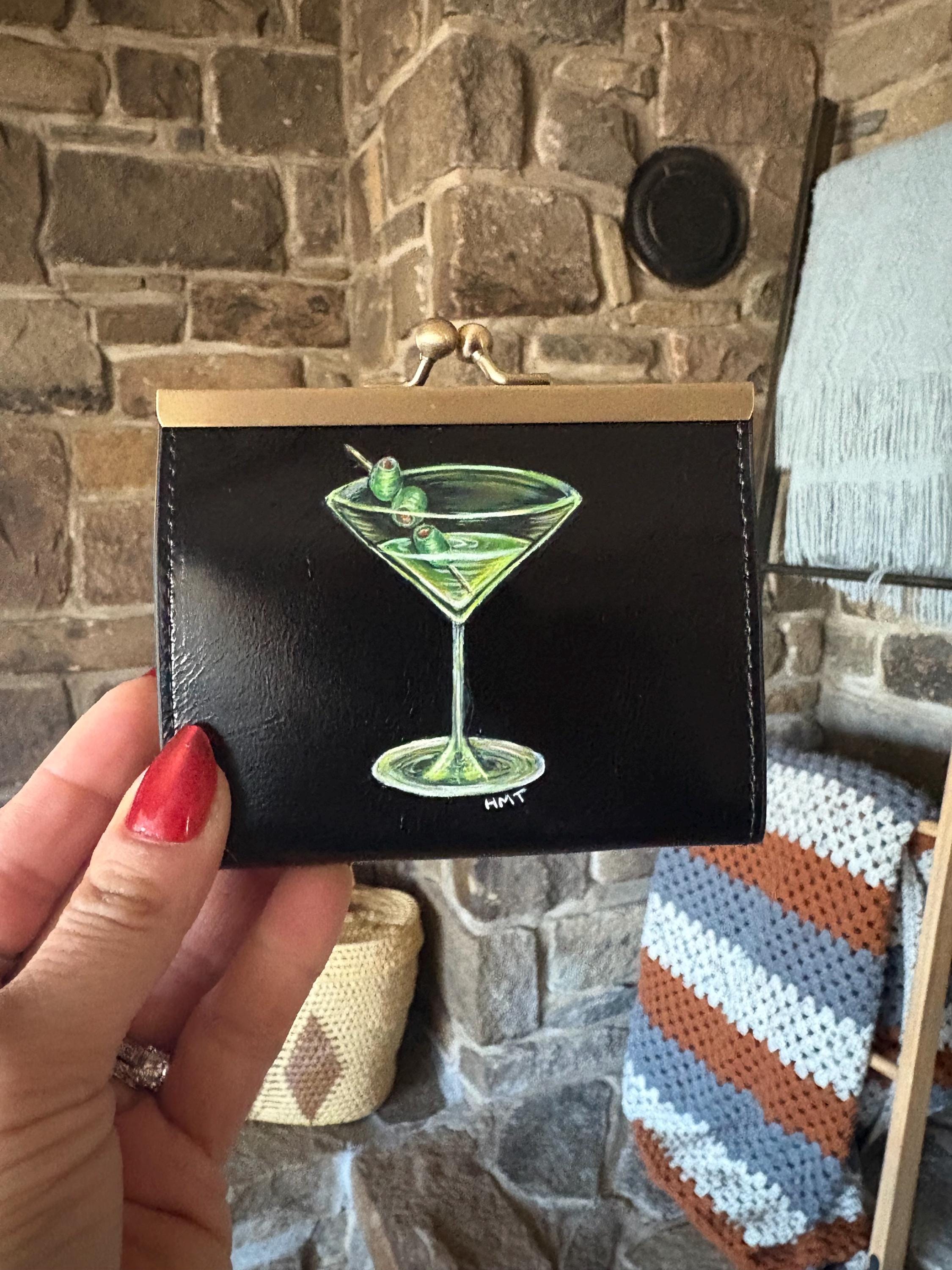 Hand-painted Leather Martini Wallet - Collectible Wearable Art - Etsy