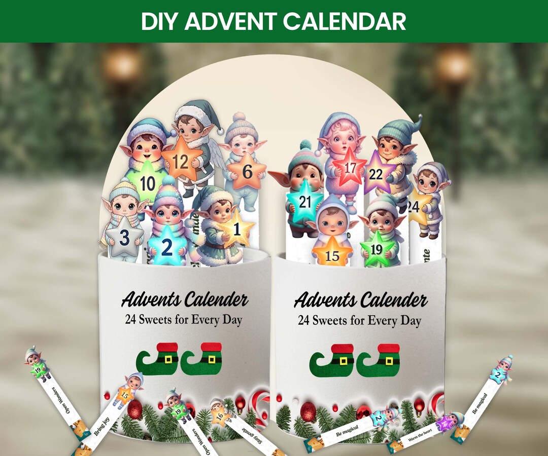 Editable Advent Calendar Printable, DIY Christmas Countdown, Chocolate ...