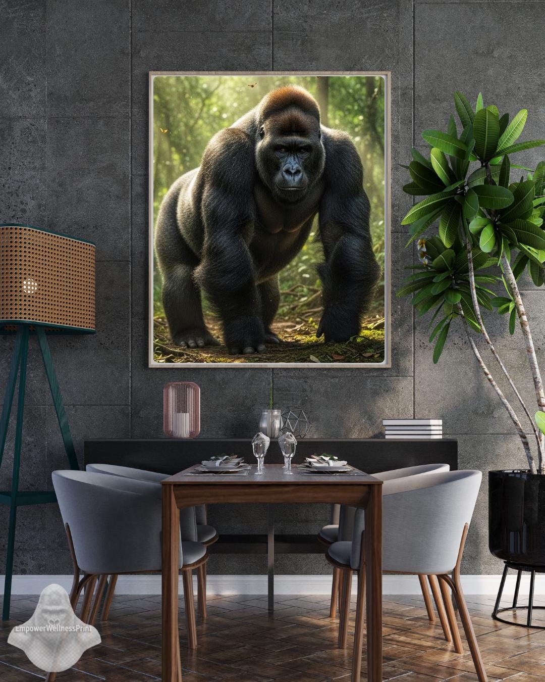 Silverback Gorilla Wall Art Print | Moody Forest Wildlife Decor | Apex ...