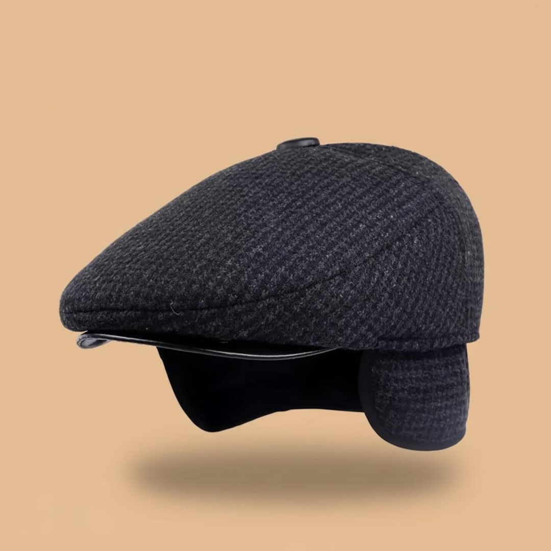Classic Men’s Winter Wool Blend Flat Cap With Ear Flaps | Warm Autumn ...