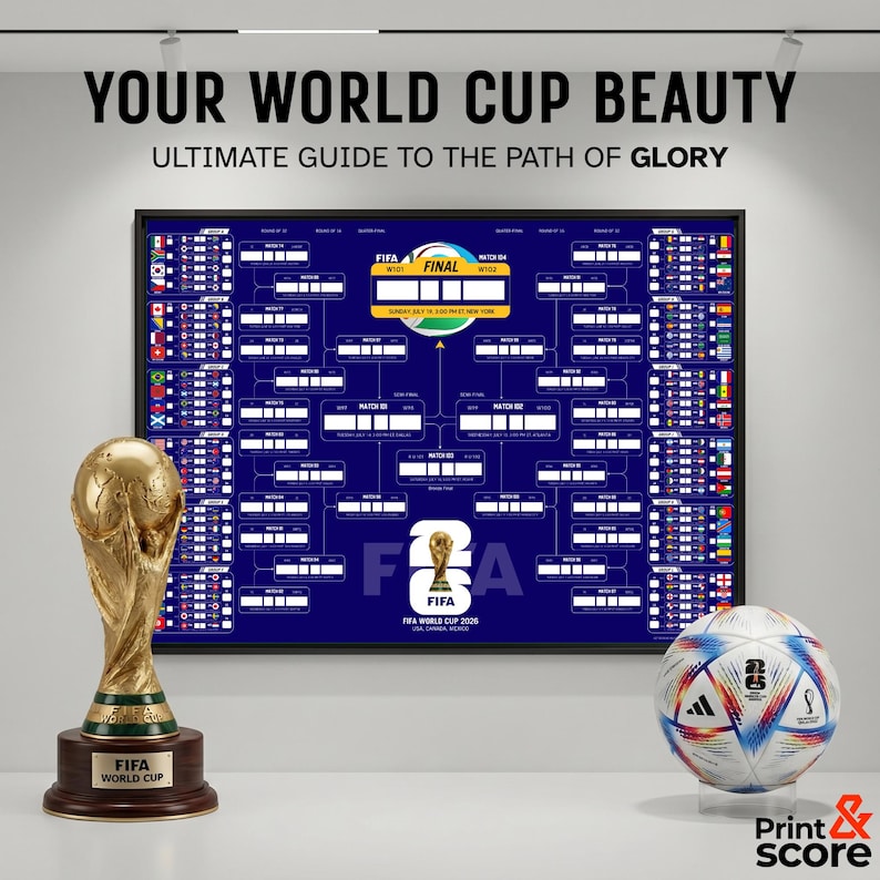 World Cup 2026 Schedule, Printable Wall Chart, Soccer Bracket Poster ...
