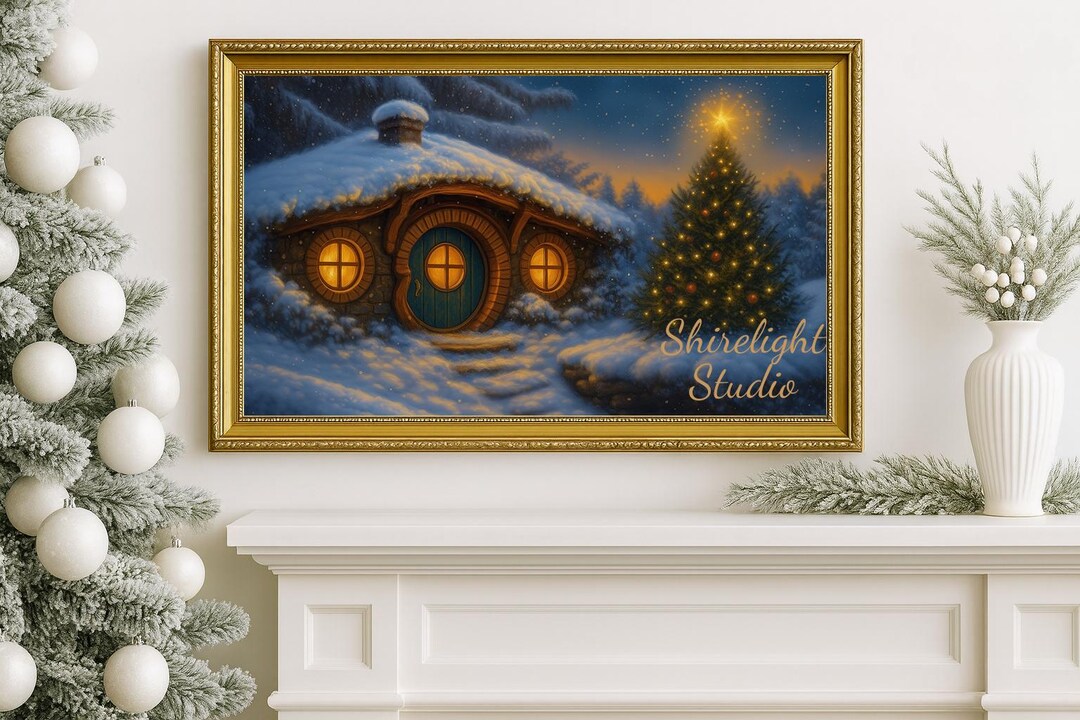Christmas in the Shire – Cozy Hobbit Hole Winter Scene | Warm Fantasy ...
