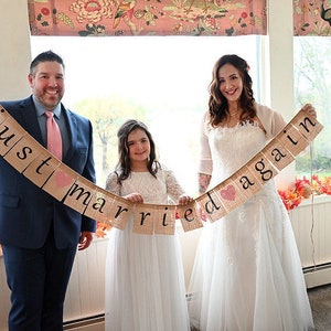 Just Married Again-photo Prop With Acrylic Pink Hearts Lower Case ...