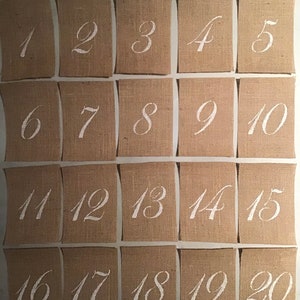 4 X 6" BURLAP TABLE NUMBER Inserts - Choose Number Colors to Go With ...