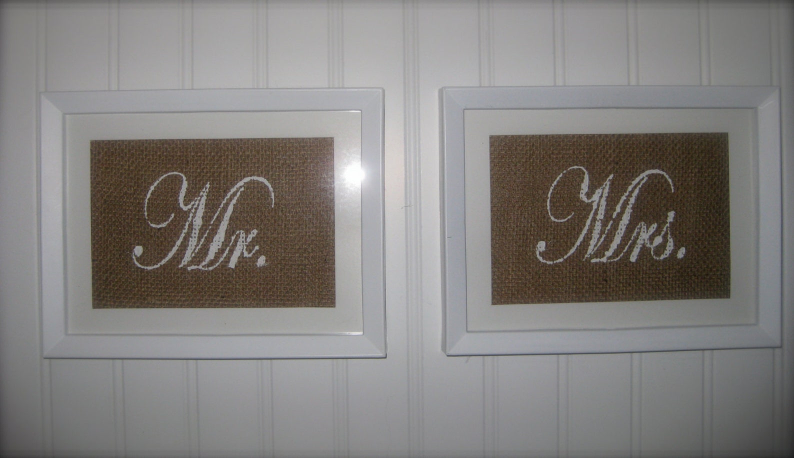 MR. & MRS. 4 X 6 Burlap Wedding Sign INSERTS in Shabby Chic Cream for ...