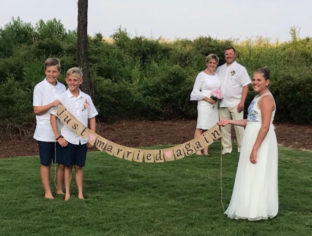 Just Married Again-photo Prop With Acrylic Pink Hearts Lower Case ...