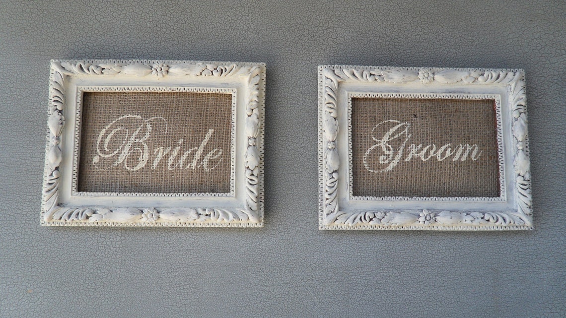 BRIDE and GROOM 4 X 6 Burlap Wedding Sign INSERTS in - Etsy