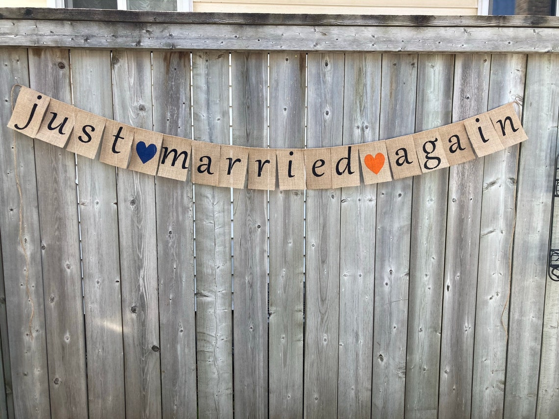 Just Married Again-photo Prop With Acrylic Pink Hearts Lower | Etsy