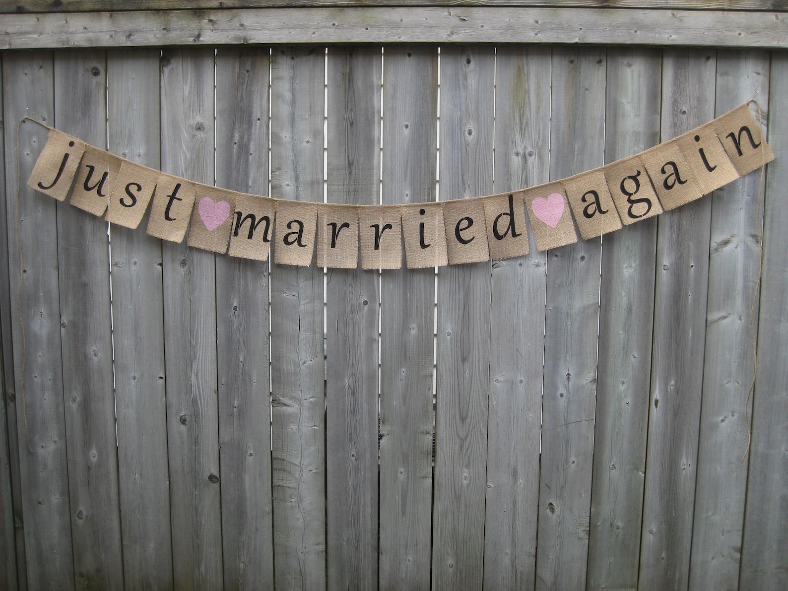 Just Married Again-photo Prop With Acrylic Pink Hearts Lower - Etsy