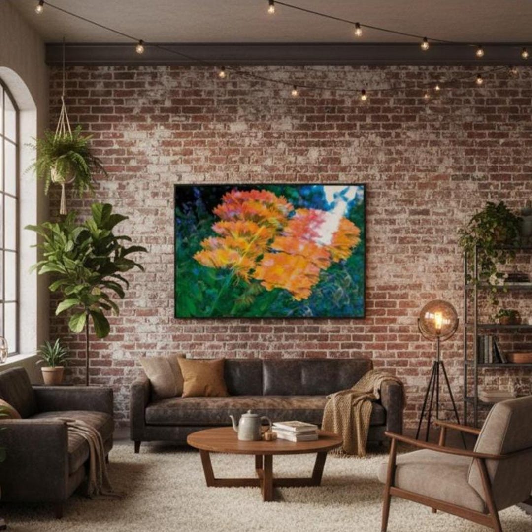 Vivid Marigold Photo Collage Framed Poster, Impressionistic Floral Art ...