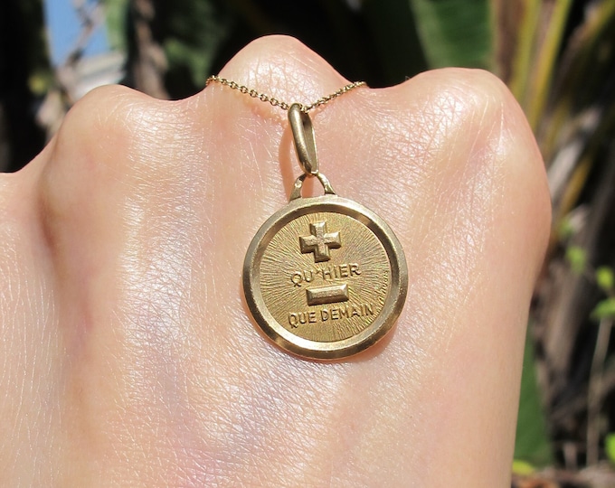 Vintage 18k Yellow Gold Augis Qu'hier Que Demain French Love Token ...