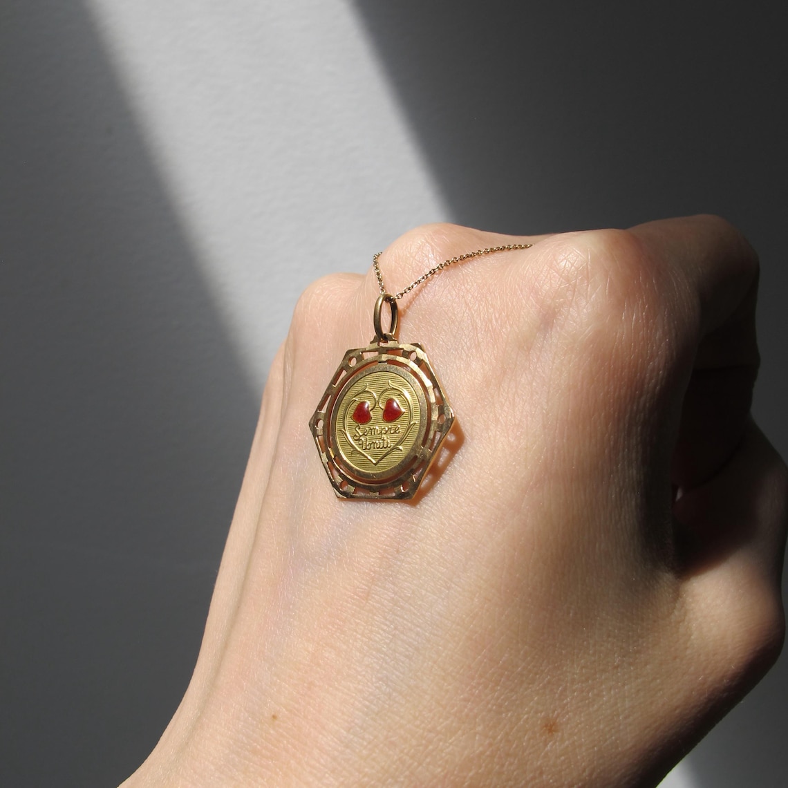 Vintage 18k Yellow Gold Mod Dep Sempre Uniti Enamel Italian Love Token ...