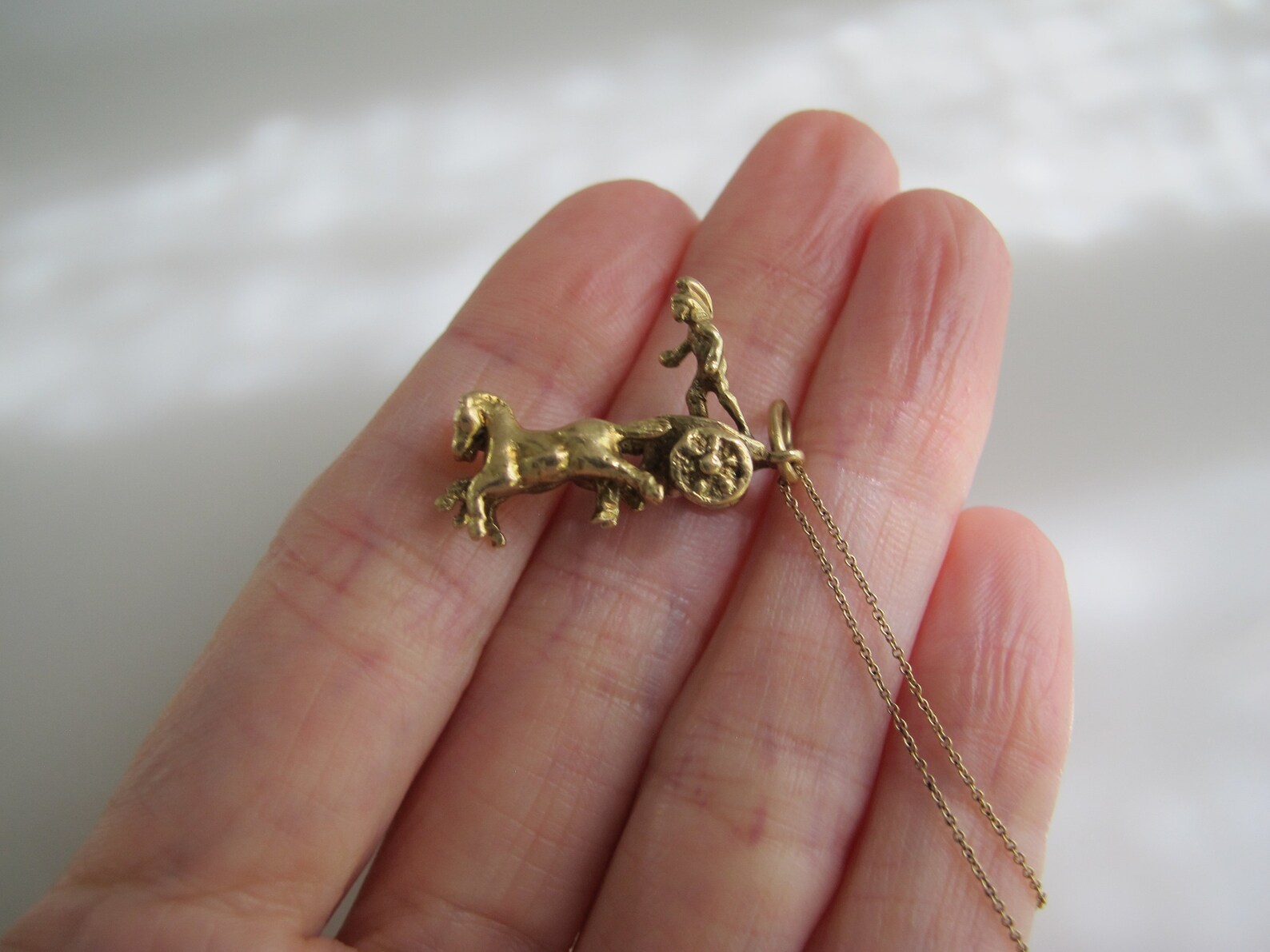 Vintage 18k Yellow Gold Gladiator Horse Chariot Charm Pendant - Etsy